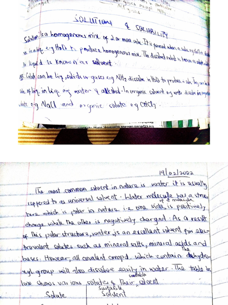 Solution and Solubility | PDF