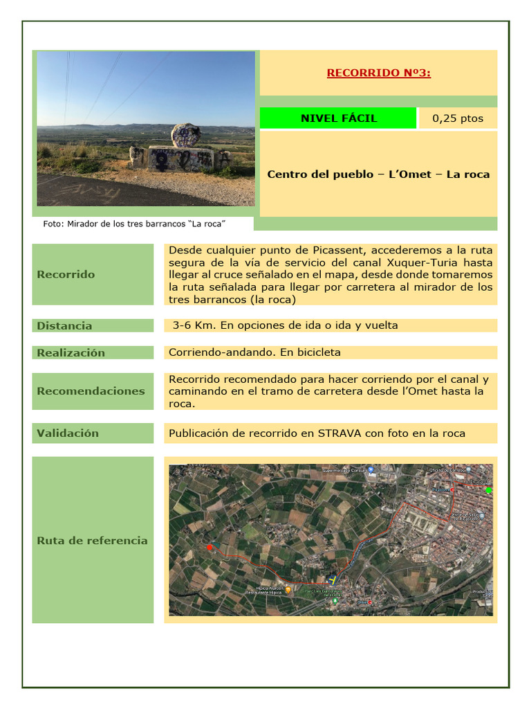 Recorrido 3. - Picassent-lOmet-Roca-Picassent | PDF