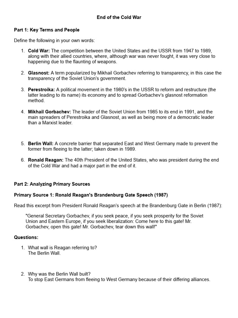 End of The Cold War | PDF | Cold War | Mikhail Gorbachev