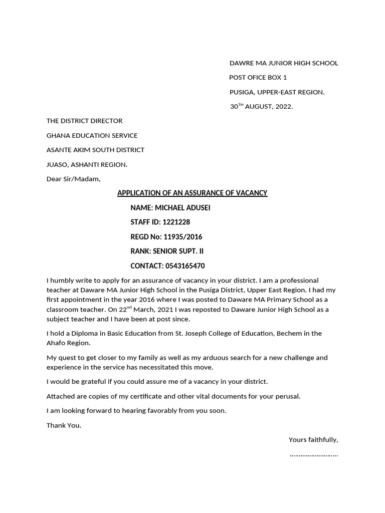 Assurance and Release Letters | PDF