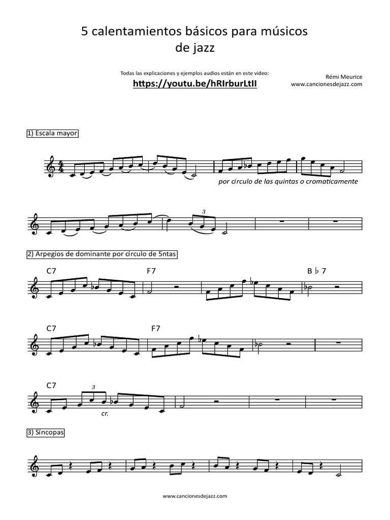 5 Calentamientos Básicos para Músicos de Jazz | PDF | Elementos de la ...