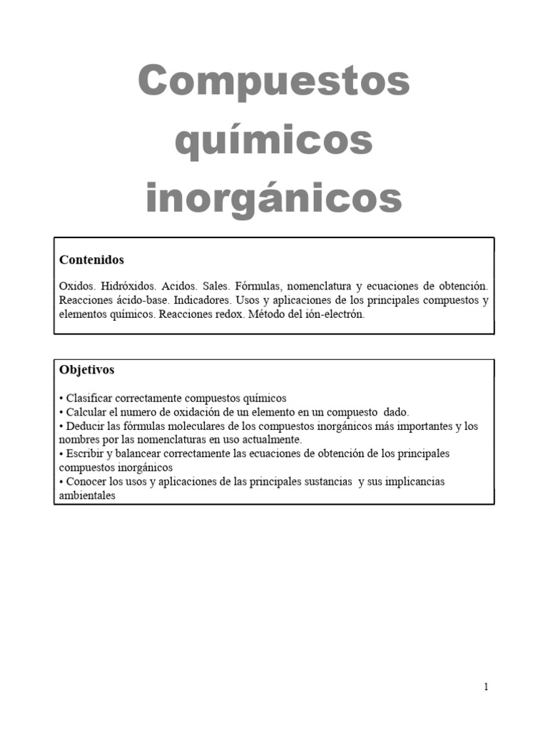 2 - Compuestos Inorganicos | PDF | Elementos químicos | Óxido