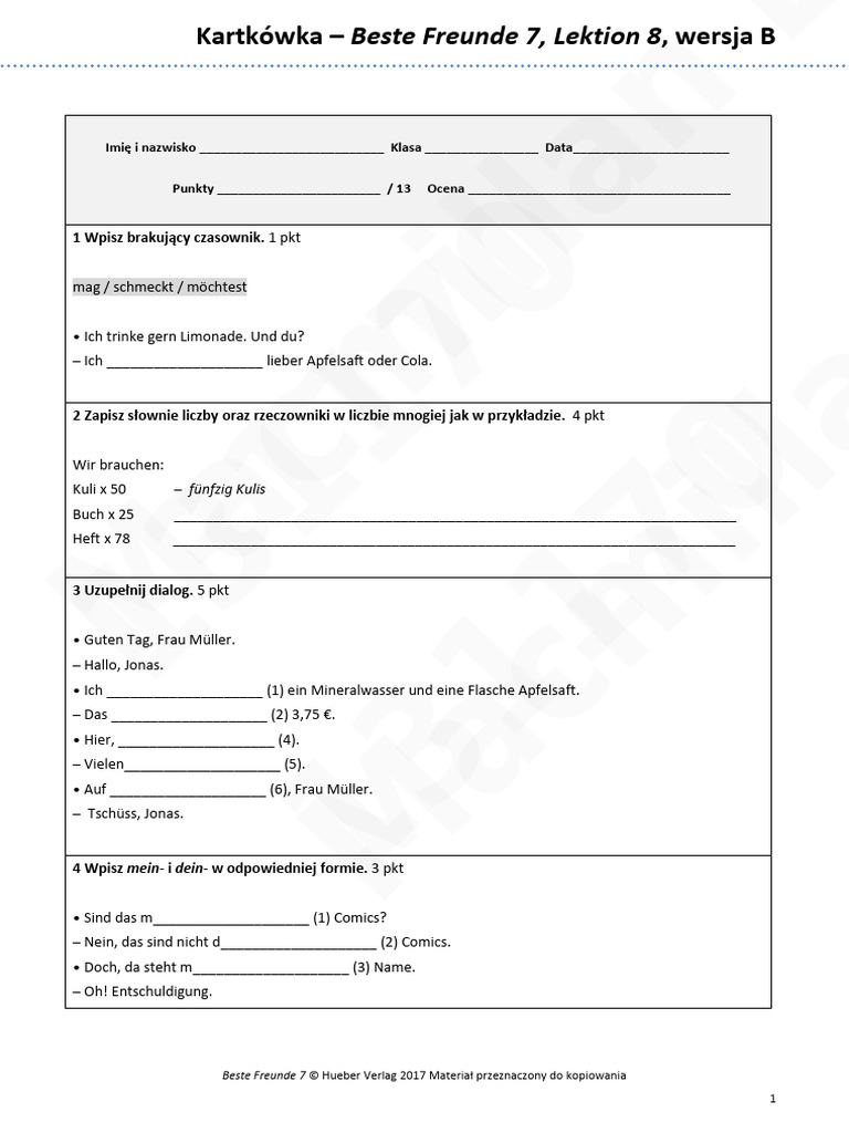 BF 7 Kartkówka L08 Wersja B | PDF