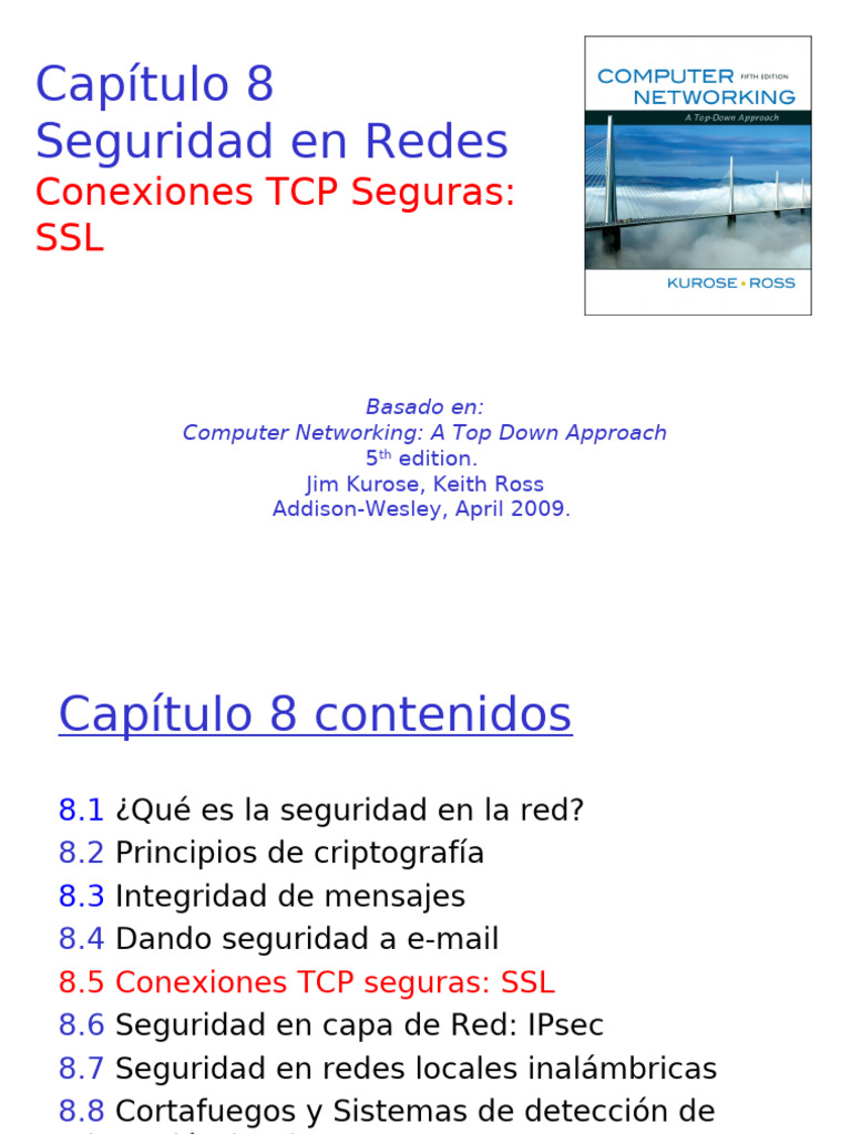 Capítulo 8 Seguridad en Redes Conexiones TCP Seguras - SSL | PDF | Transport Layer Security ...