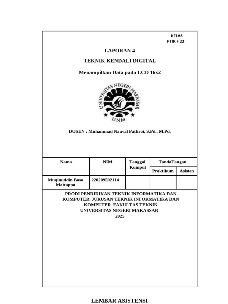 Muqinuddin Baso Mattappa - TKD4 - Ptik F | PDF