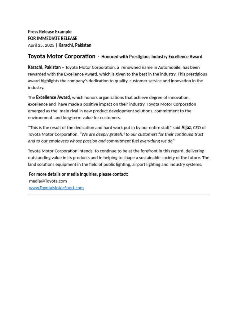 Press Release Example | PDF