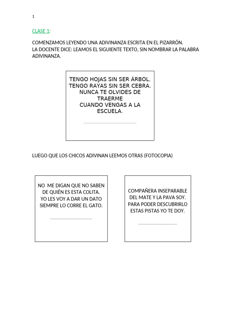 Adivinanzas y útiles escolares | PDF