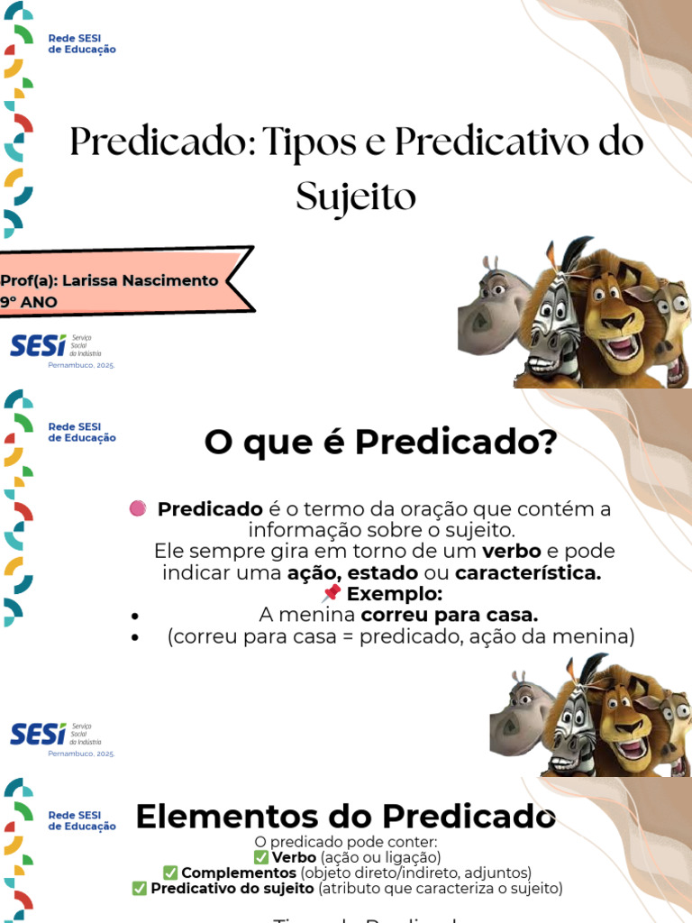 Predicado Tipos e Predicativo Do Sujeito | PDF | Assunto (gramática ...