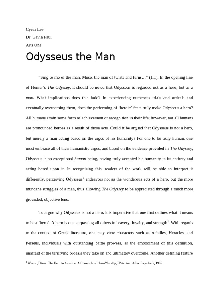 The Odyssey Capstone Paper | PDF | Hero | Iliad
