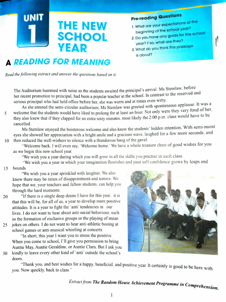 English For All, Unit One, Reading For Meaning | PDF