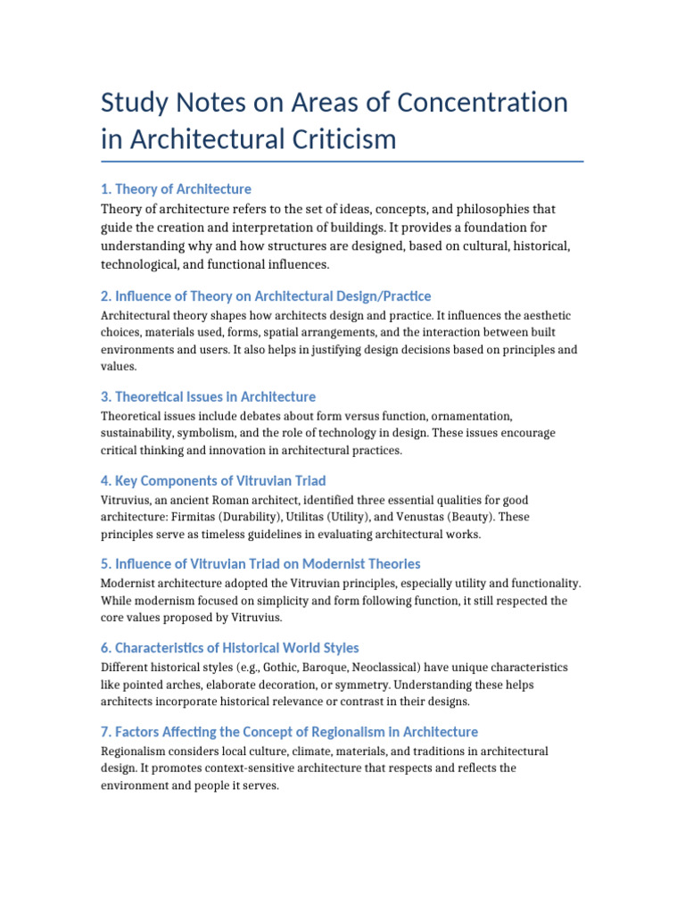 Architectural Criticism Study Notes | PDF
