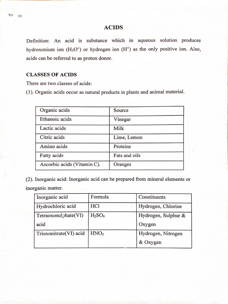 CHM 101 Acids,Base and Salt. | PDF