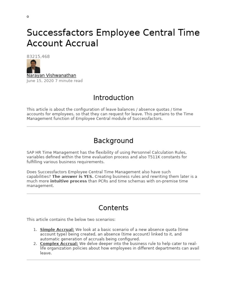 Successfactors Employee Central Time Account Accrual | PDF | Computing | Computer Programming
