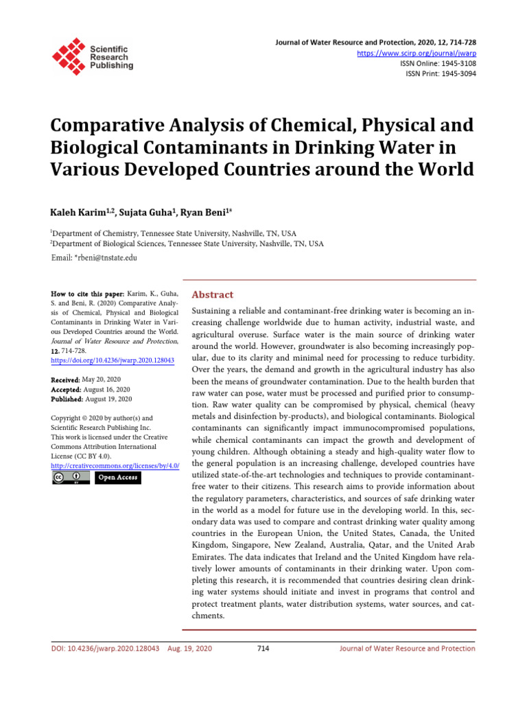 Comparative Analysis of Chemical, Physical and Biological Contaminants ...