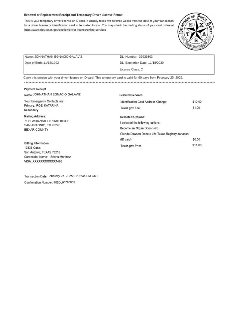 dl receipt johnathan | PDF