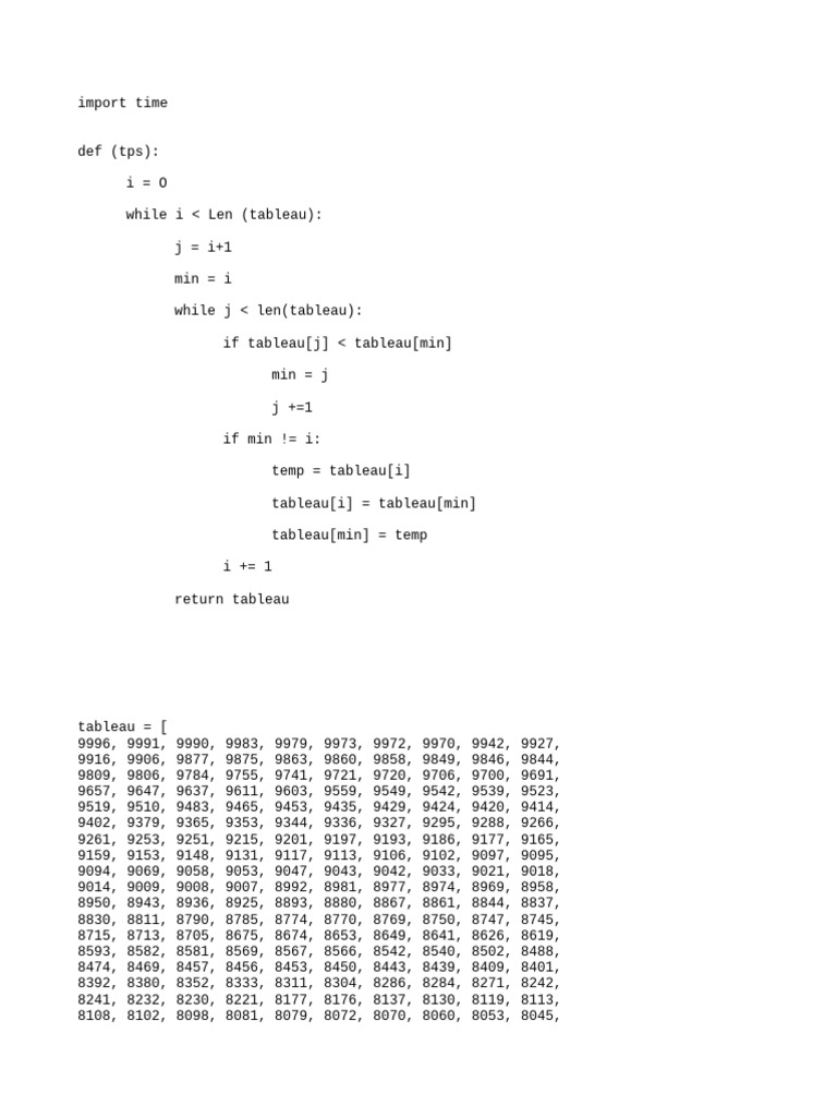 Algorithme de Tri Python | PDF