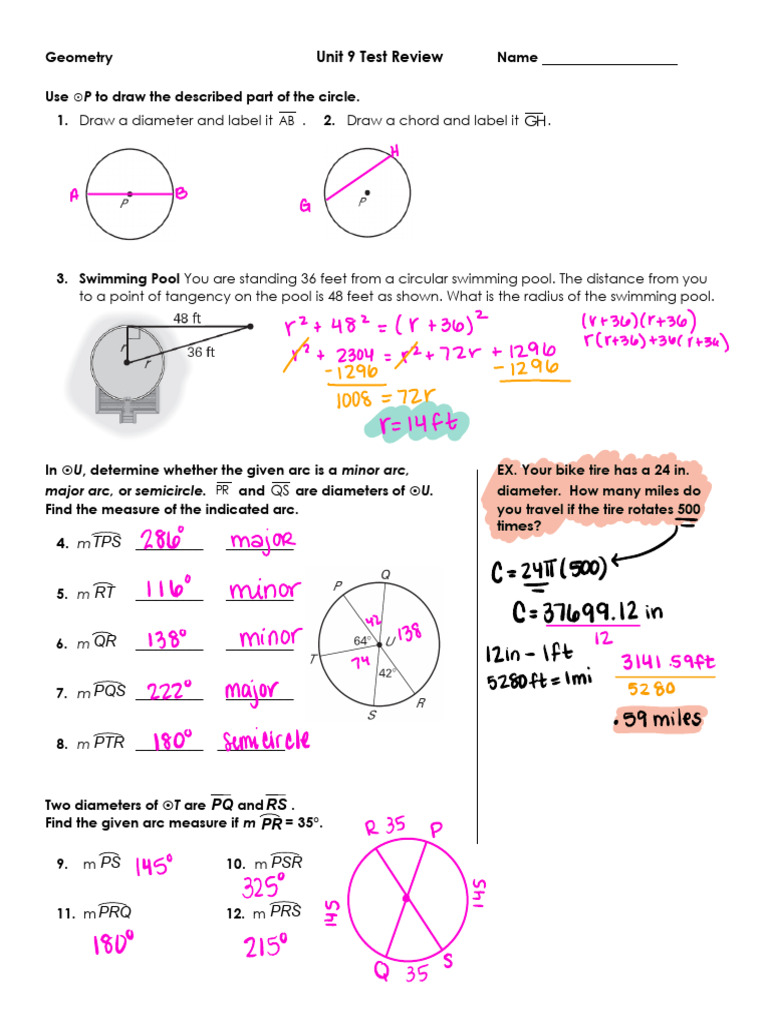 Geometry Unit 9 Test Review Guide | PDF | Area | Elementary Geometry