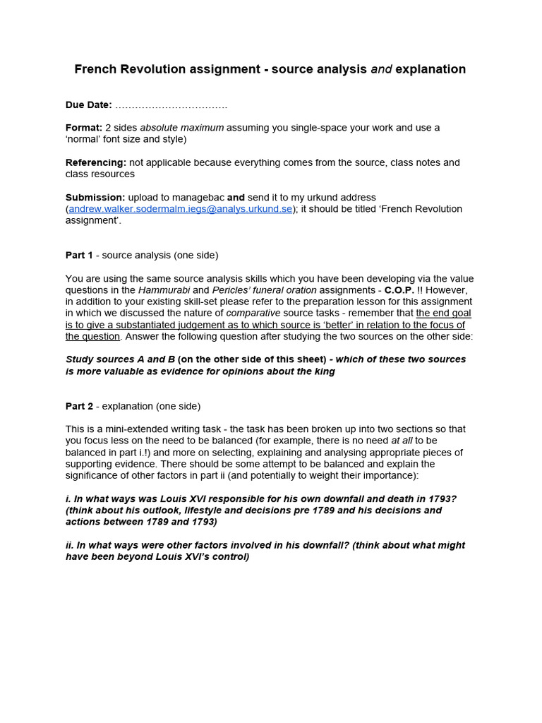 IB French Revolution Assignment | PDF