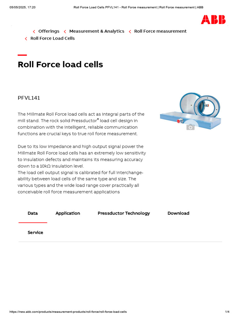 Roll Force Load Cells PFVL141 - Datasheet - ABB | PDF | Electrical ...