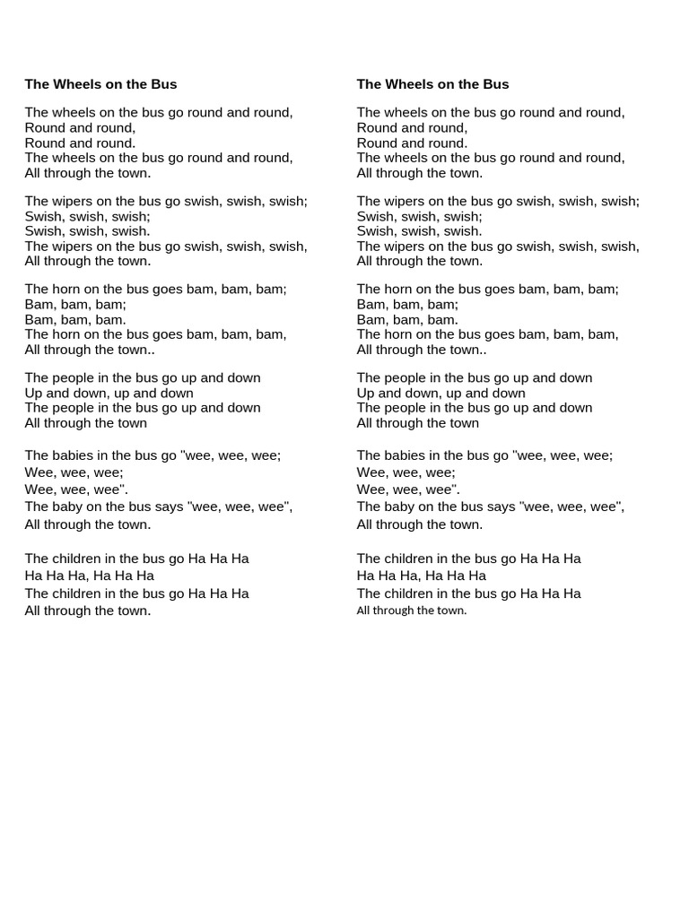 The Wheels On The Bus Letra | PDF