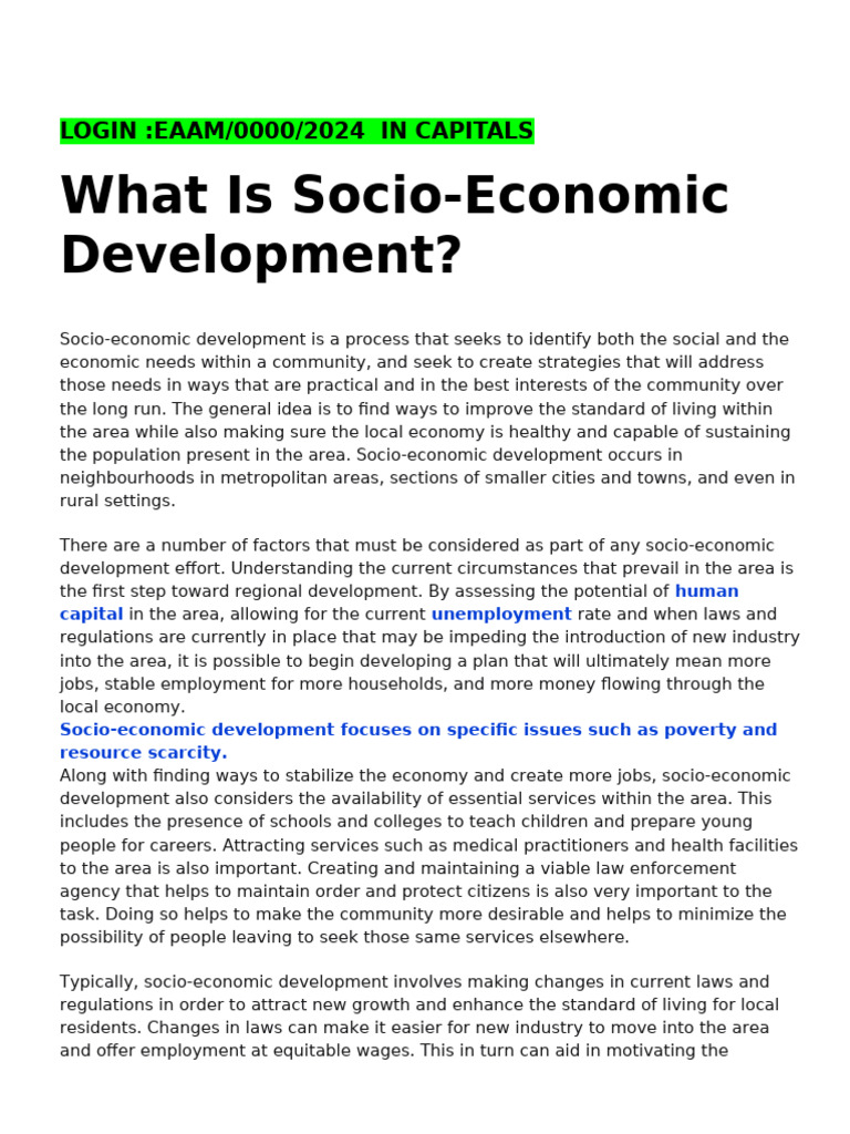 Understanding Socio-Economic Development | PDF | World Systems Theory ...