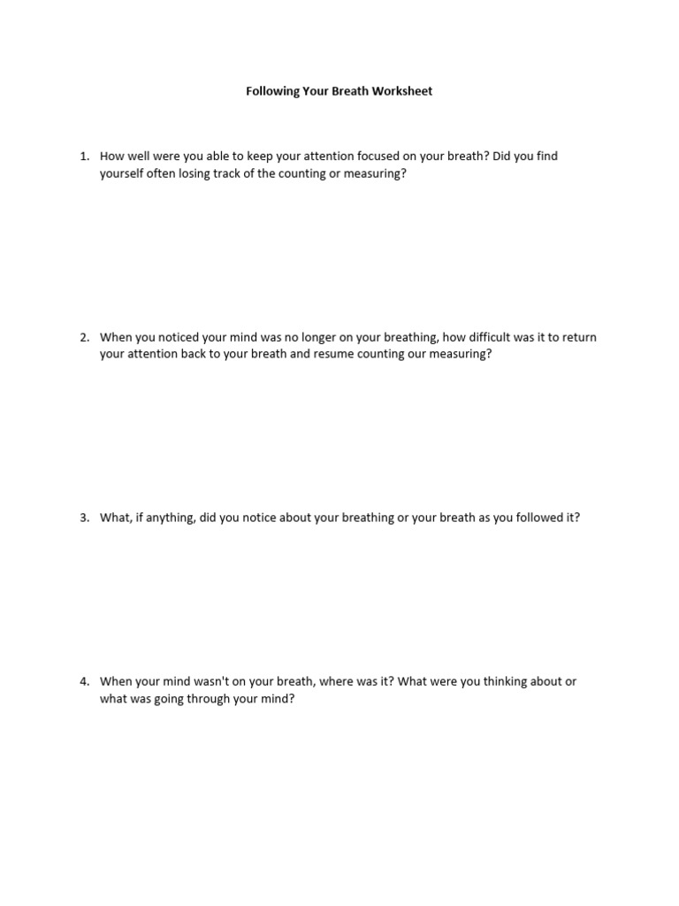 Following Your Breath Worksheet | PDF