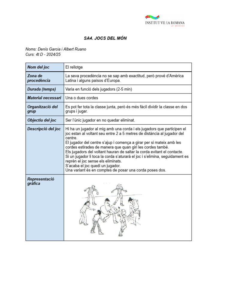 Denis García I Albert Ruano - Fitxa Jocs Del Món | PDF
