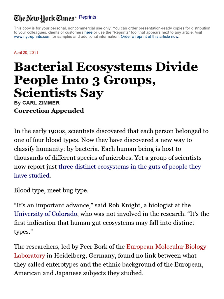 Bacterial Ecosystems Divide People Into 3 Groups, Scientists Say by ...