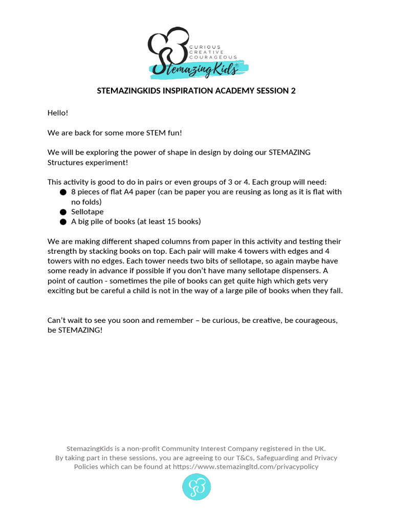 Stemazingkids Inspiration Academy Session 2 | PDF