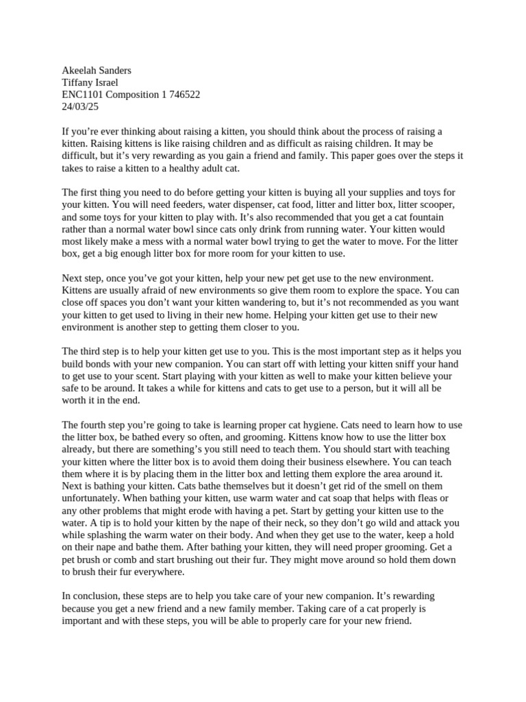 Raising A Kitten To A Cat | PDF | Cats | Kitten