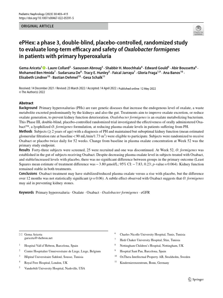 ePHex: A Phase 3, Double Blind, Placebo Controlled, Randomized Study To ...