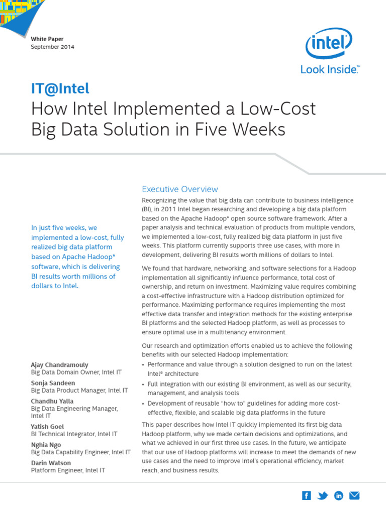 intel-it-best-practices-for-implementing-apache-hadoop-software (1) | PDF | Apache Hadoop | Big Data