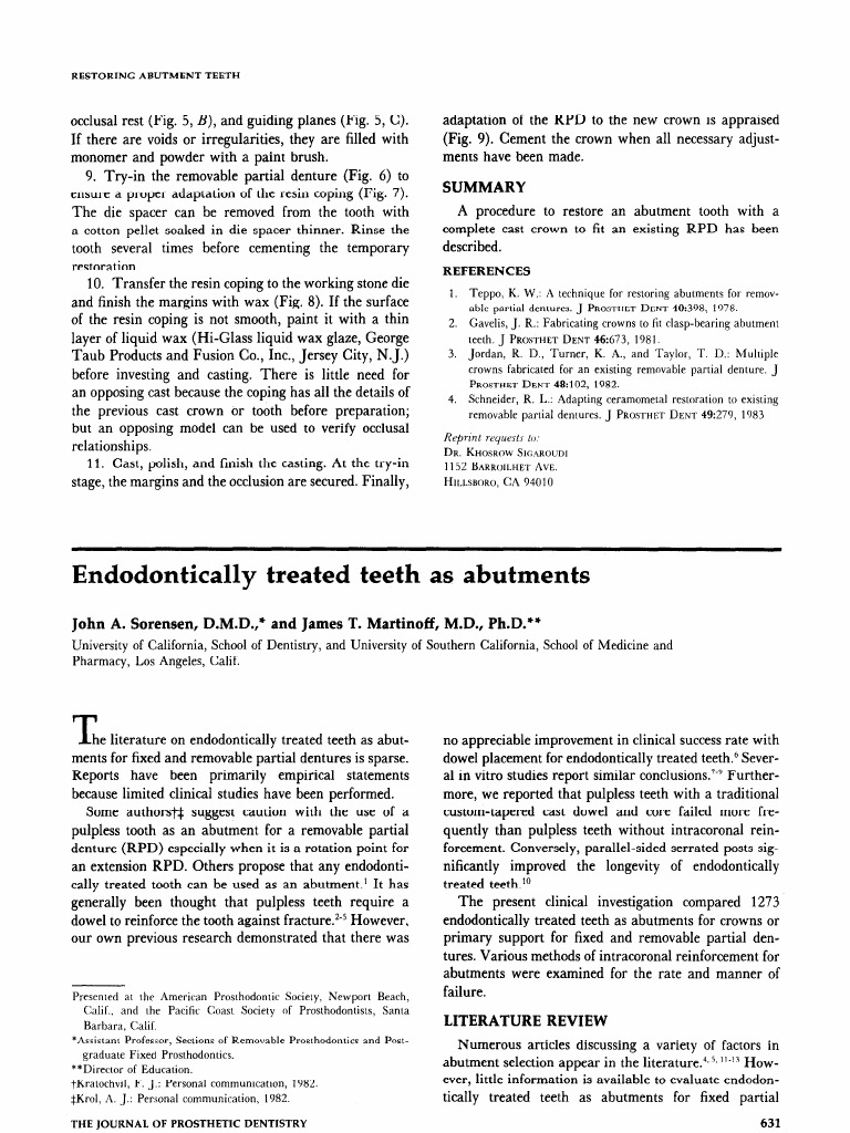 Ally Treated Teeth As Abutments | Download Free PDF | Dentures | Mouth