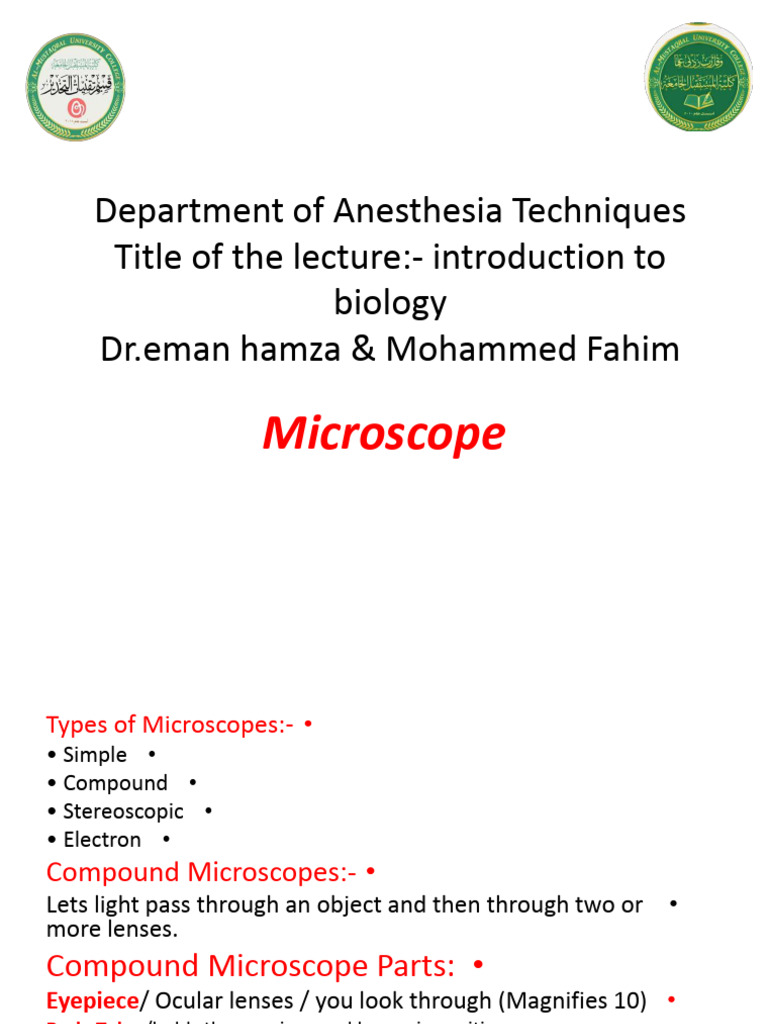 Overview of Compound Microscopes | PDF