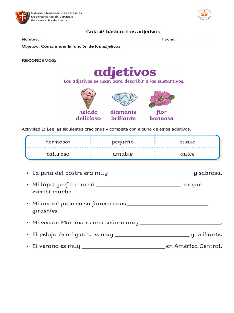 Guía Los Adjetivos | PDF