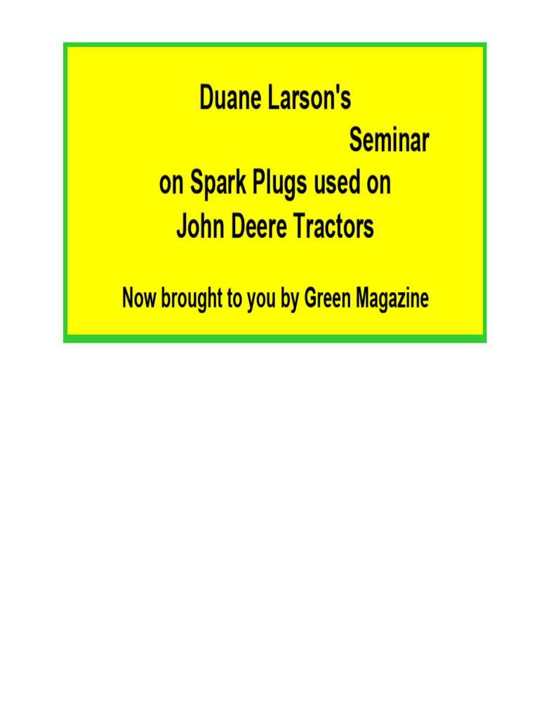 John Deere Spark Plugs Used on JD Tractors | PDF | General Motors