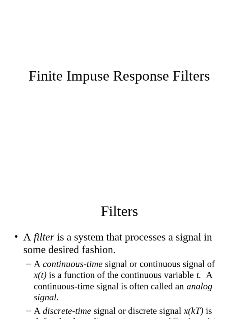 4ch4-2 FIR Filters-Convolution | PDF | Filter (Signal Processing) | Low Pass Filter