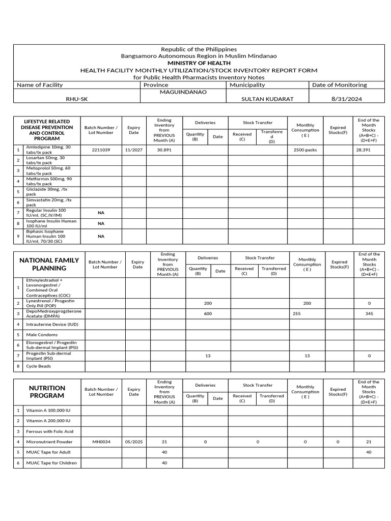 AUGUST-2024-Medicine-Utilization-Form- | PDF | Vaccines | Drugs
