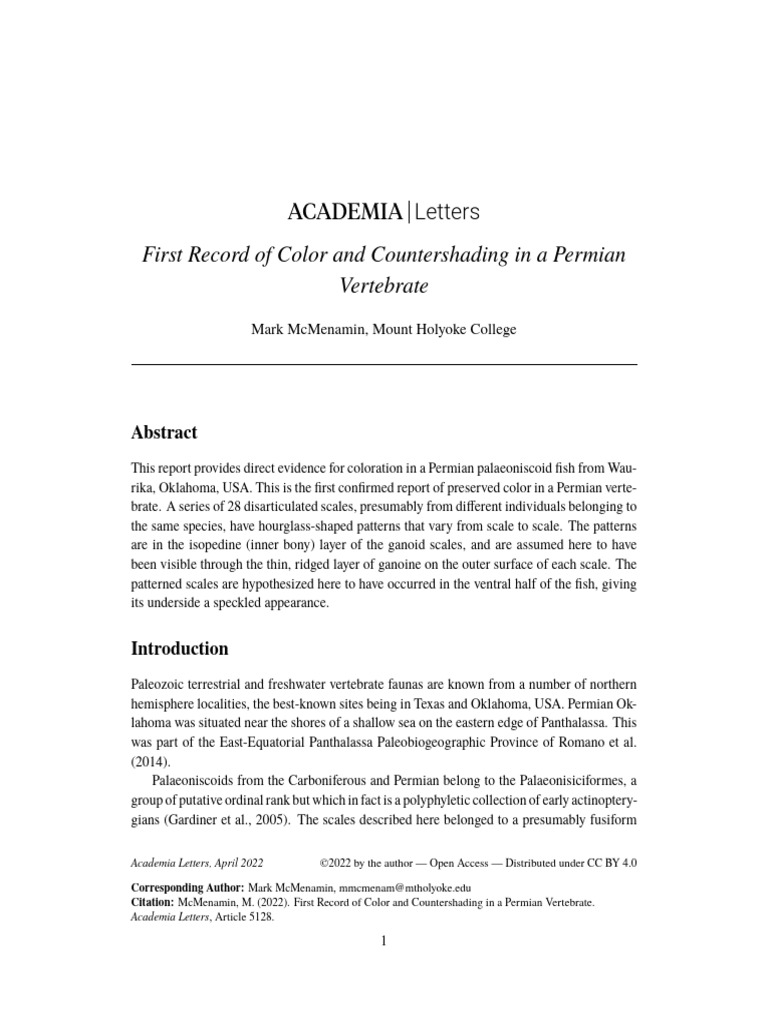 First Record of Color and Countershading | PDF