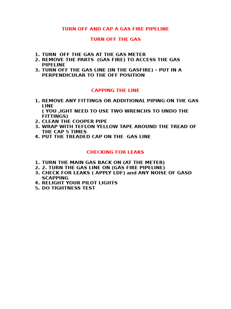 Turn Off and Cap A Gas Fire Pipeline | PDF