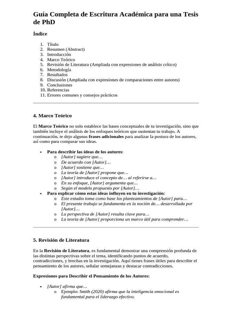 Guía Completa de Escritura Académica para Una Tesis de PHD | PDF ...