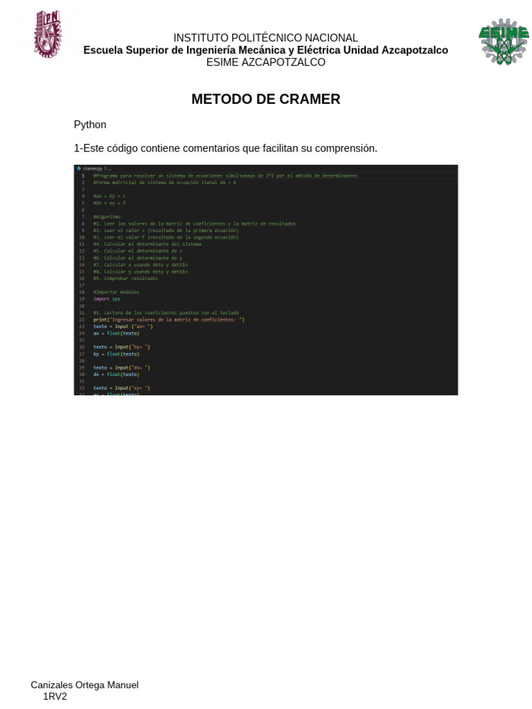 Cramer | PDF | C ++ | Variable (informática)