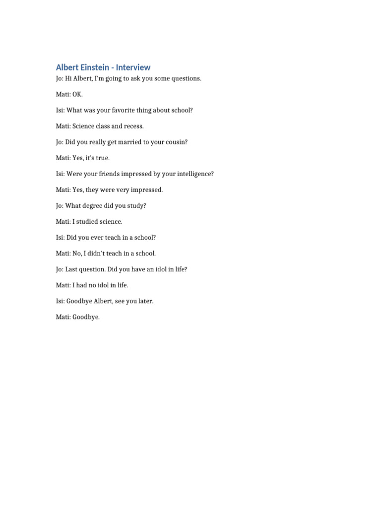 Albert Einstein Interview | PDF