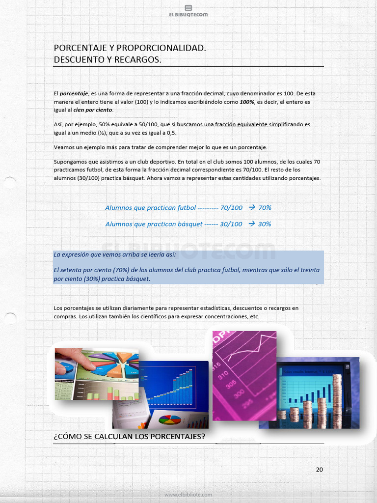 MATEMATICAS Porcentaje Proporcionalidad Descuentos Recargos | PDF ...