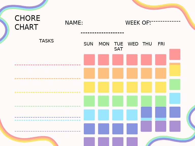 Pink Orange Yellow Colorful Creative Cute Daily Chore Chart | PDF