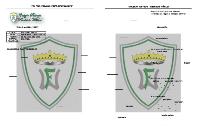 SINÓNIMOS CONTEXTUALES (S - 6 - 2025) 3ro. H. VERBAL | PDF