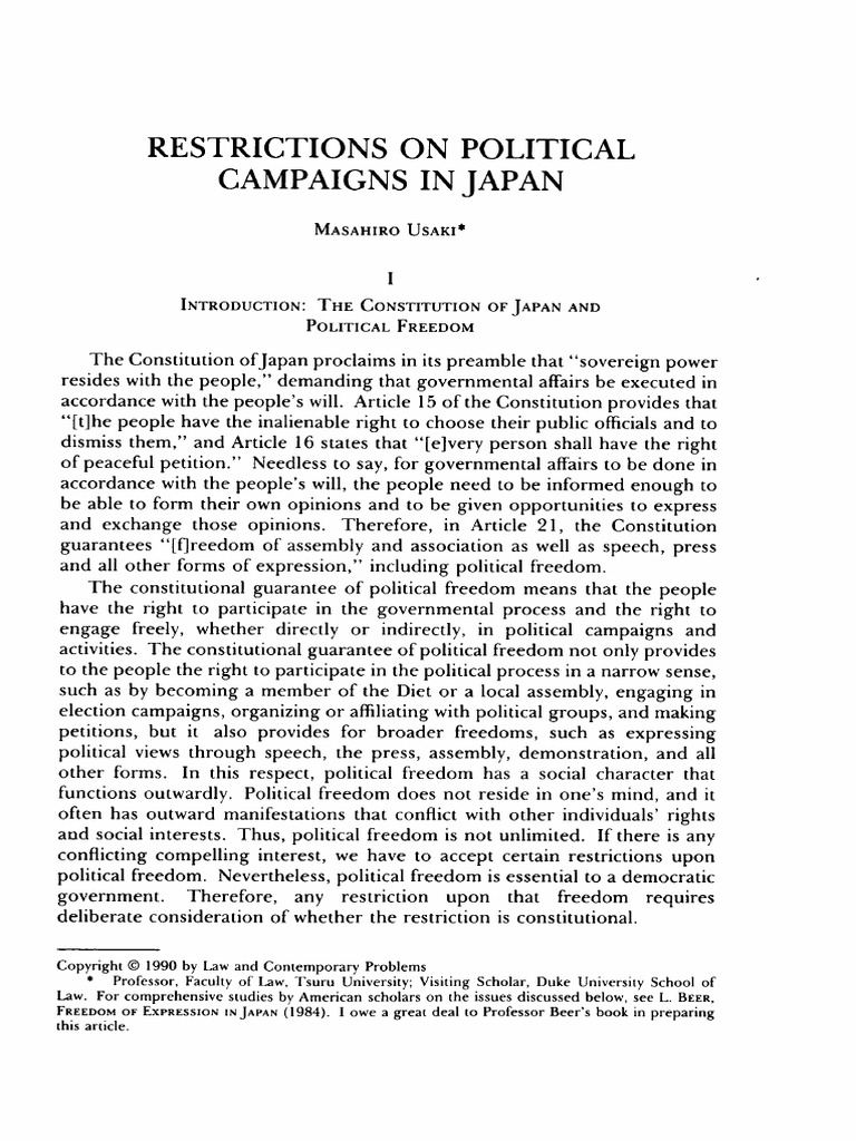 Restrictions On Political Campaigns in Japan | PDF | Elections | Democracy