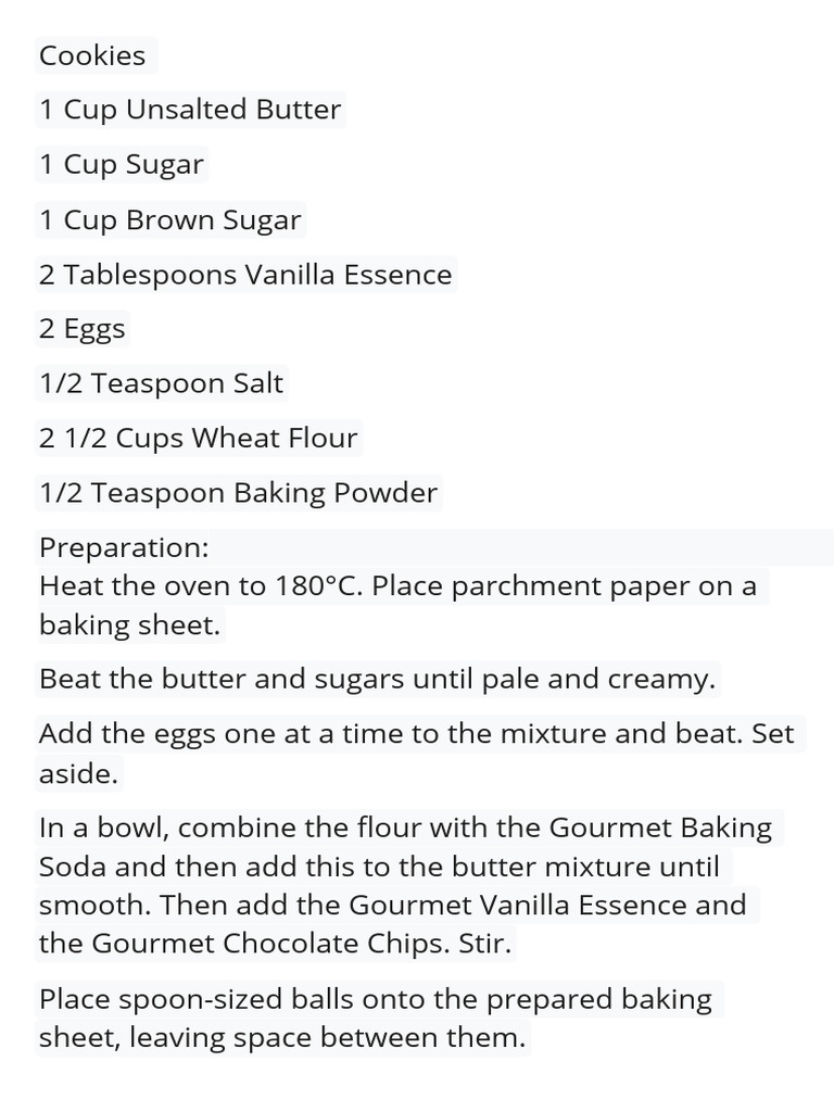Classic Chocolate Chip Cookies Recipe | PDF