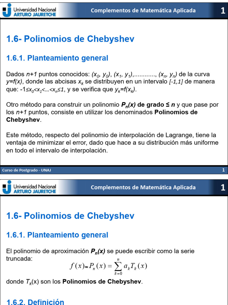 1.6 Polinomios de Chebyshev | PDF | Análisis numérico
