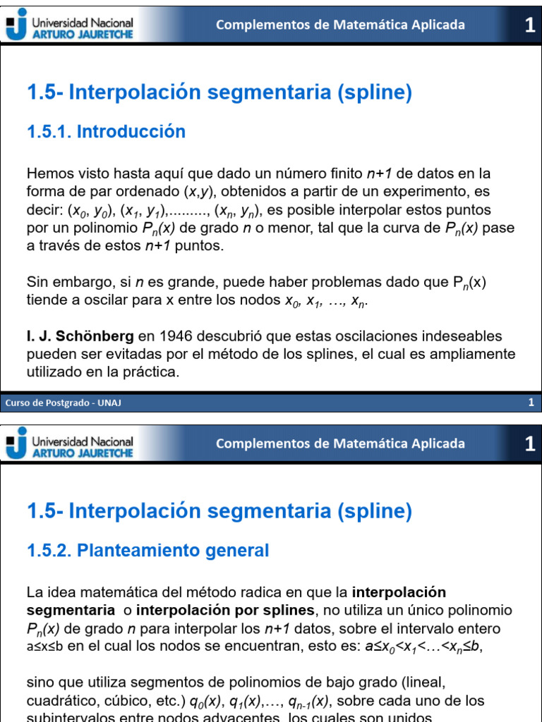 Interpolación por Splines Cúbicos en Matemáticas | PDF | Spline ...